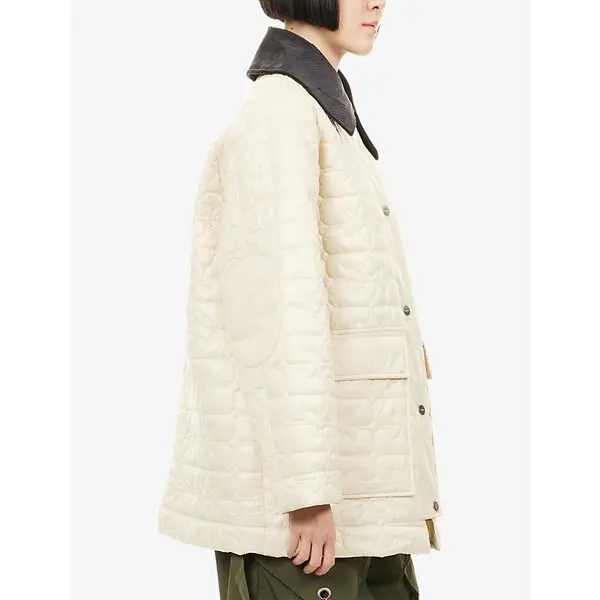 GANNI Relaxed-fit Quilted Jacket With Corduroy-collar - Angora