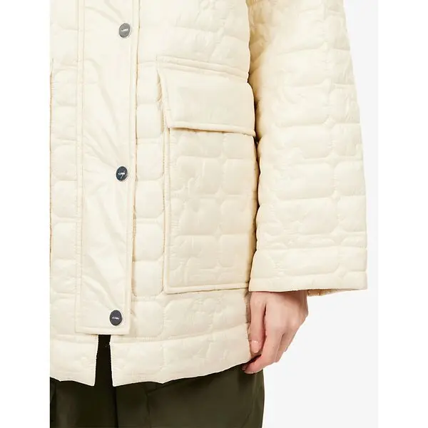 GANNI Relaxed-fit Quilted Jacket With Corduroy-collar - Angora