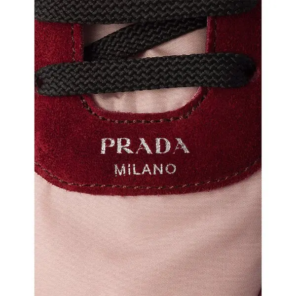 Prada Re Nylon And Suede Trainers - Pink
