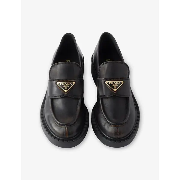 Prada Branded Leather Loafers