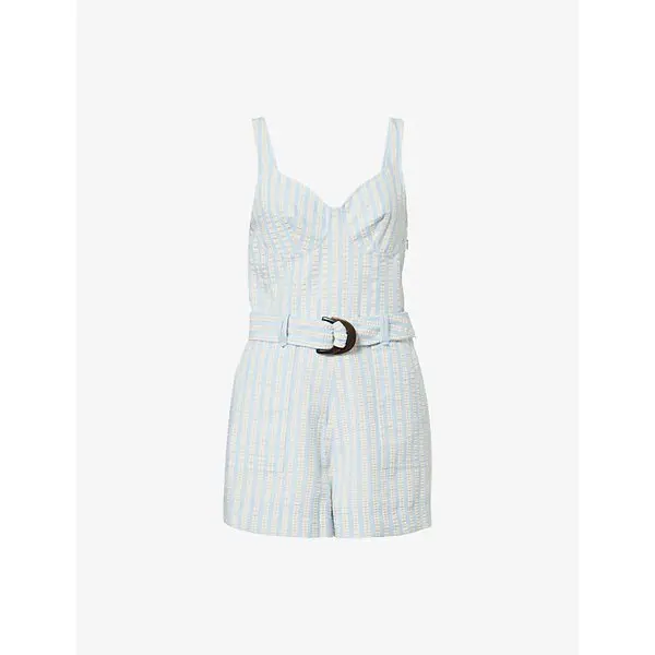 Simkhai Kai Pinstripe Cotton-blend Playsuit - Hydrangea Blue Stripe