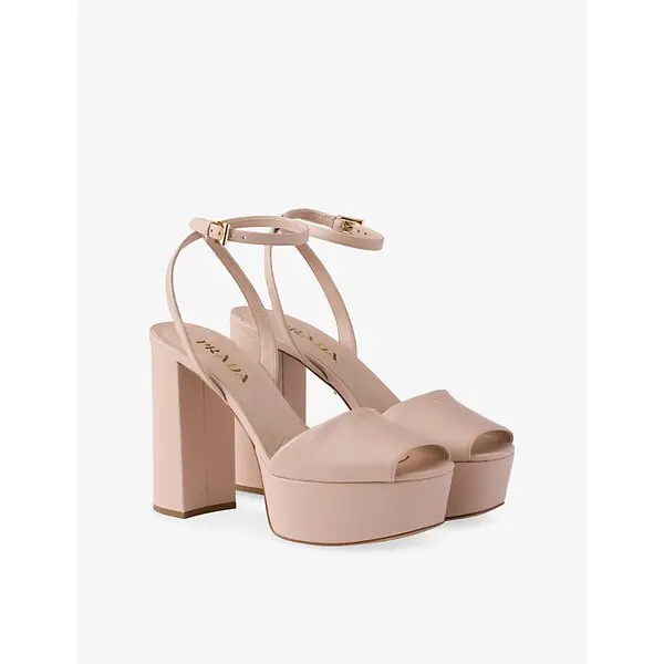 Prada Nappa Leather Platform Sandals - Powder