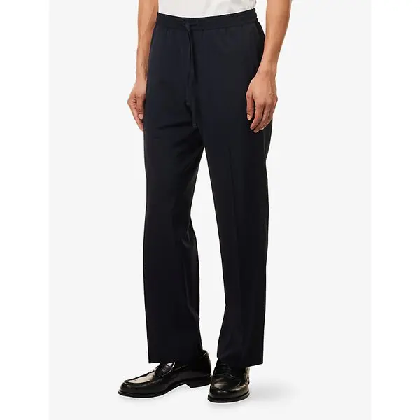 Corneliani Drawstring Straight-leg Wool Trousers