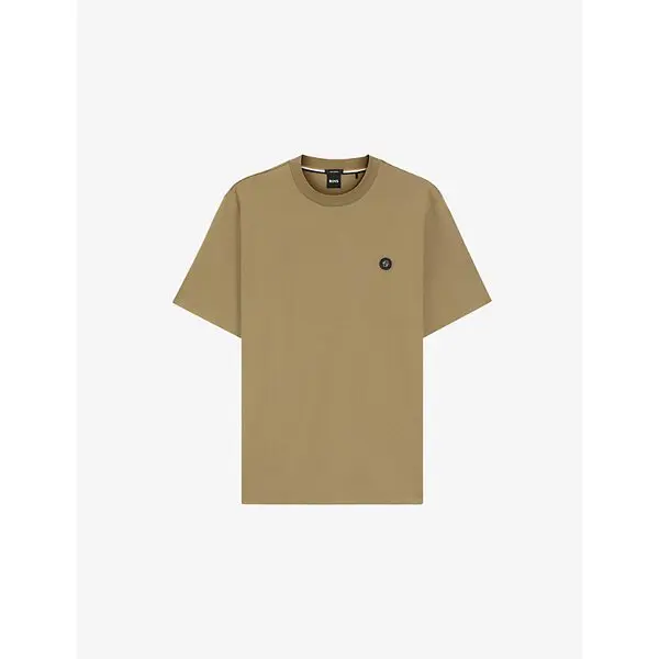 BOSS Brand-appliqué Regular-fit Cotton-jersey T-shirt - Dark Beige