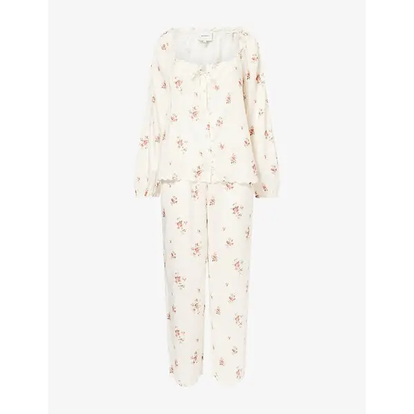 REFORMATION Paloma Floral Cotton-blend Pyjama Set - Maven