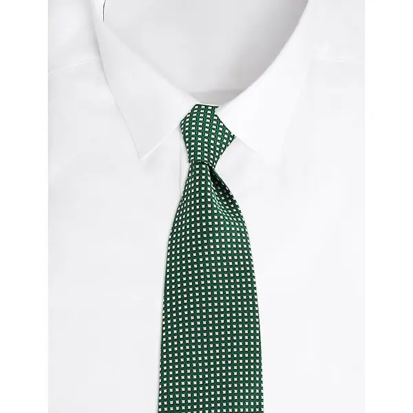 TOM FORD Check-print Textured Silk Tie