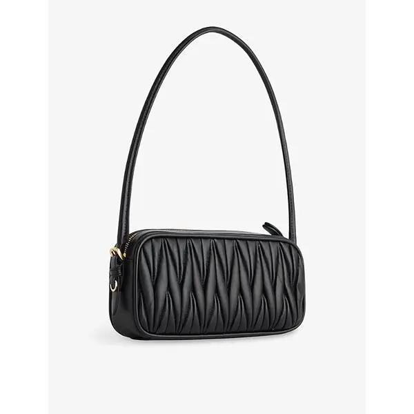 Miu Miu Matelassé Leather Shoulder Bag With Logo Plaque