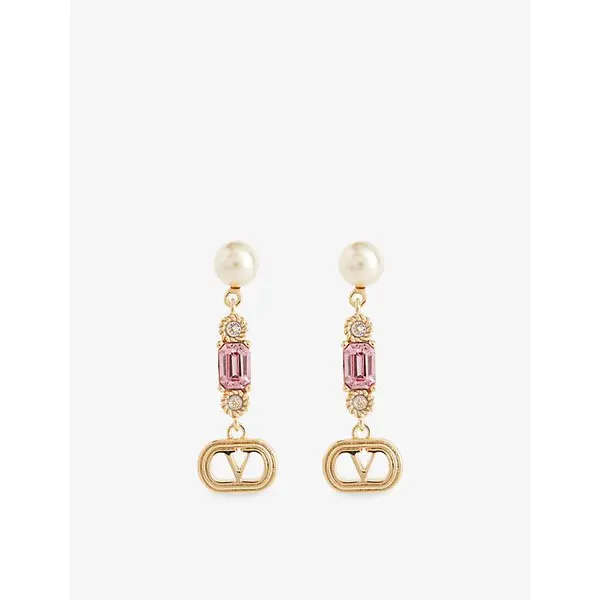 Valentino Garavani Ovalette Drop Metal Earrings - Oro/lightgold/lightrose