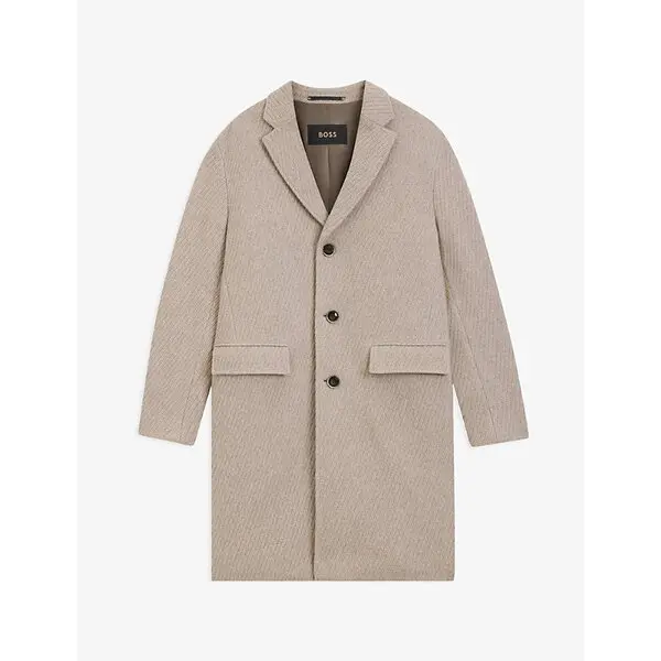 BOSS Single-breasted Knitted Cashmere And Wool Coat