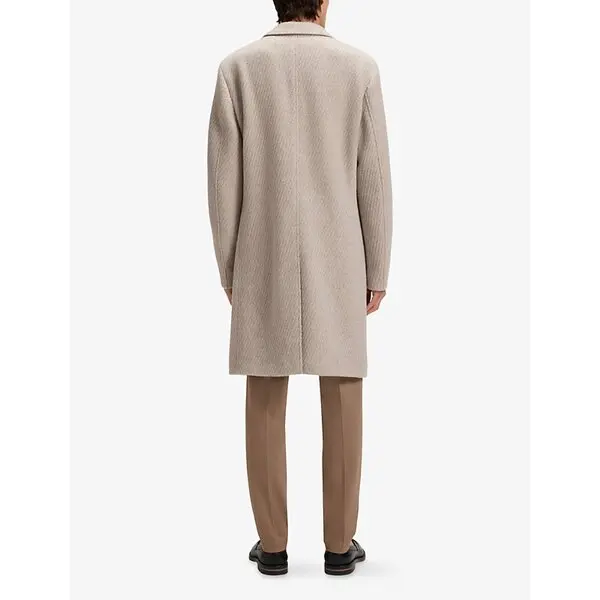 BOSS Single-breasted Knitted Cashmere And Wool Coat