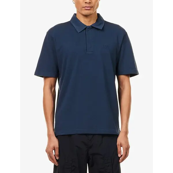 C.P. COMPANY Pigment Dyed Short-sleeves Cotton-piqué Polo Shirt - Midnight Navy