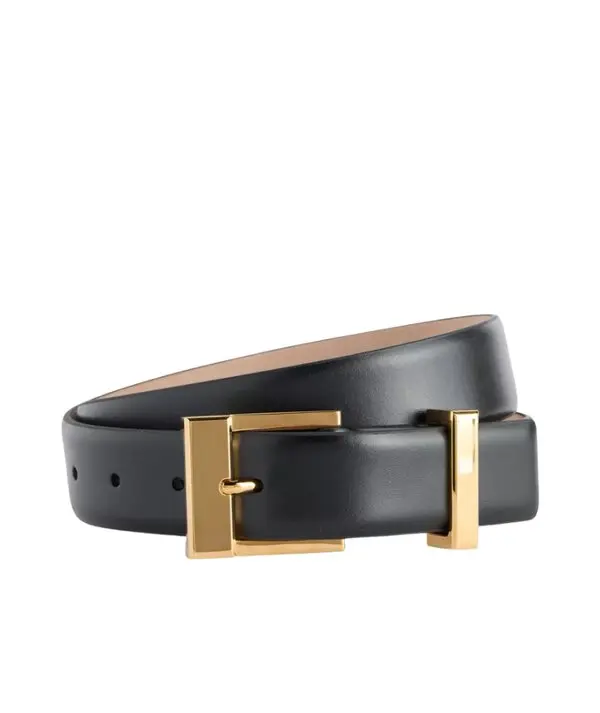 Khaite Manhattan Square-buckle Leather Belt - Black