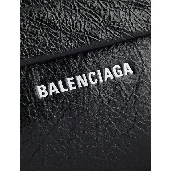 Balenciaga Logo-Print Leather Camera Bag In Black | Editorialist