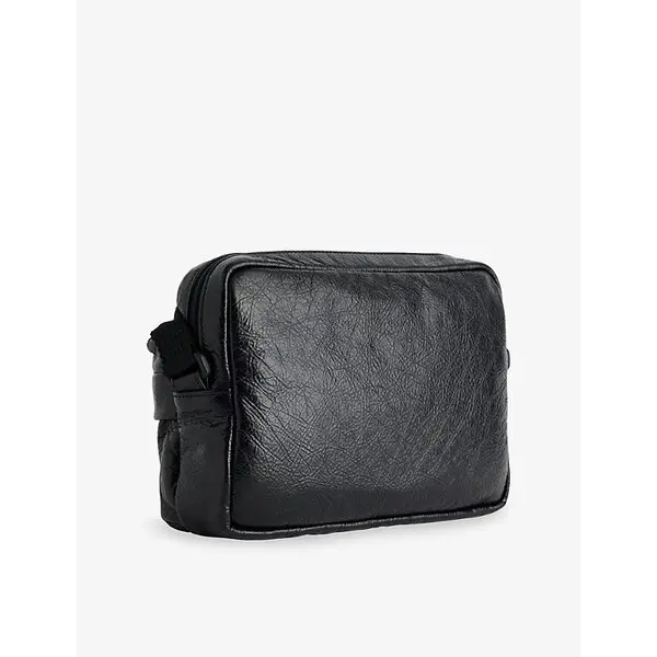 Balenciaga Logo-Print Leather Camera Bag In Black | Editorialist