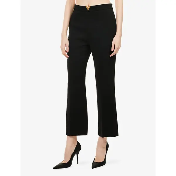 Valentino Garavani Straight-leg Wool Trousers With Logo Hardware