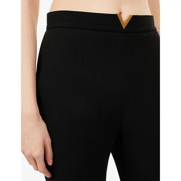Valentino Garavani Straight-leg Wool Trousers With Logo Hardware
