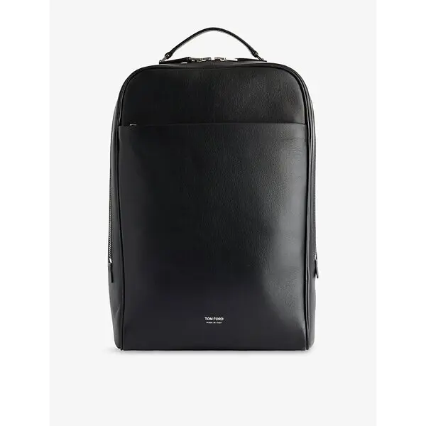 TOM FORD Leather Backpack With Foil-print Logo - Black