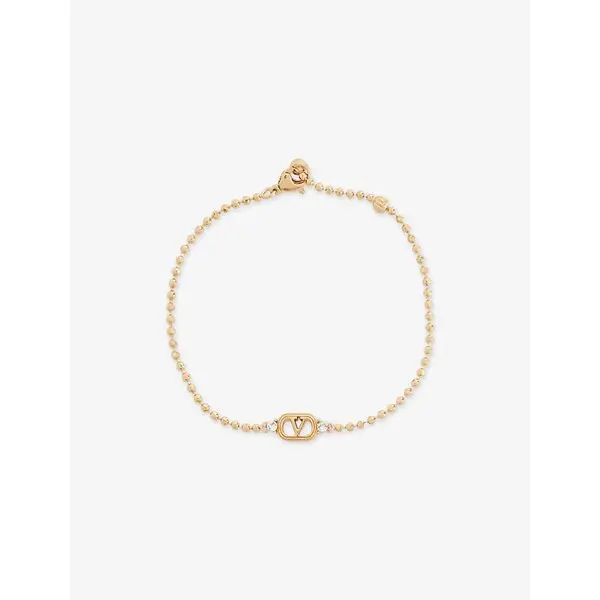 Valentino Garavani Ovalette Ball Chain Bracelet - Oro/crystal