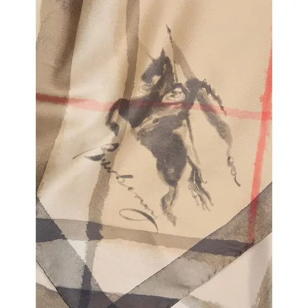 Burberry Watercolour Check Silk Scarf - Sand