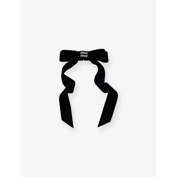 Miu Miu Logo-plaque Bow Hair Clip - Nero