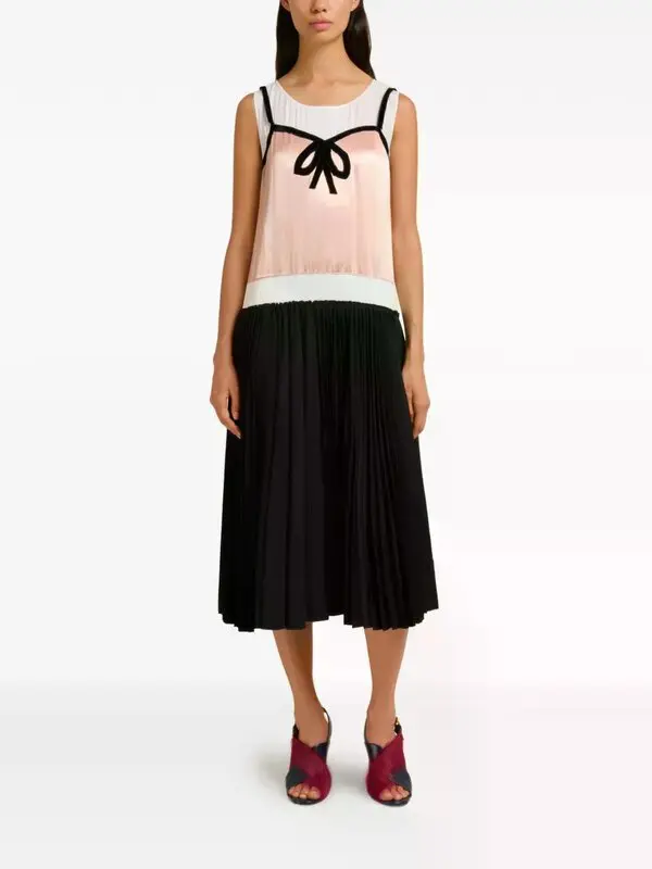 Marni Bow Pleated Midi Dress