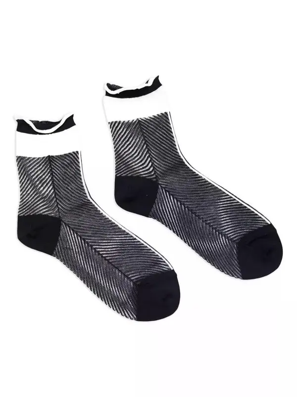 ANTIPAST Herringbone Trim Ankle Socks - Grey