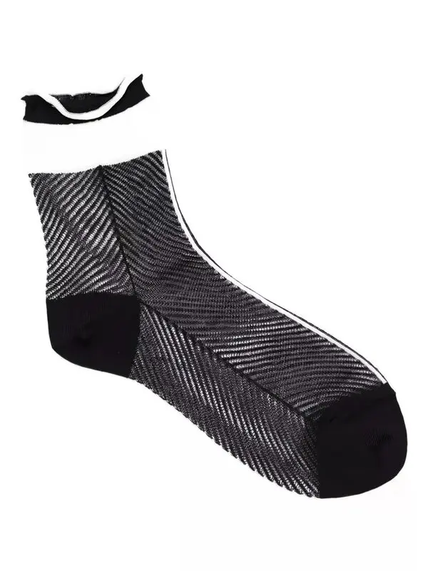 ANTIPAST Herringbone Trim Ankle Socks