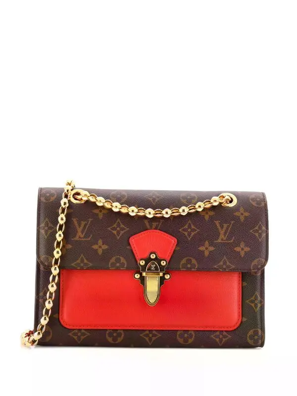 LOUIS VUITTON Victoire Handbag Monogram Canvas And Leather Shoulder Bag - Red
