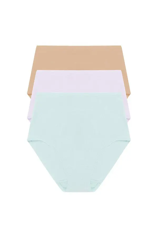 Natori Bliss Bare Cotton High Waist Brief 3-pack - Purple