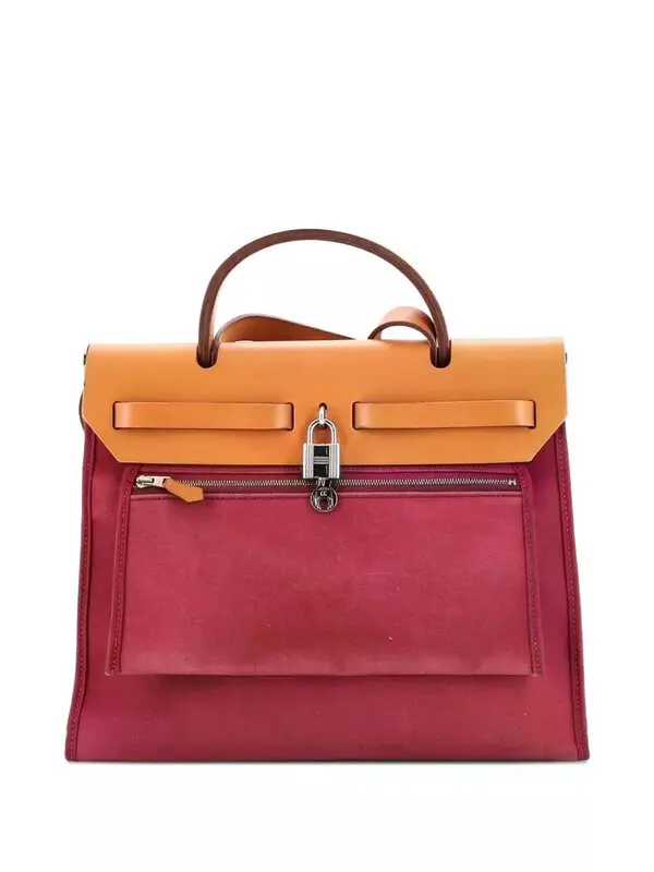 Hermès Herbag Zip Leather And Toile 31 Shoulder Bag - Brown
