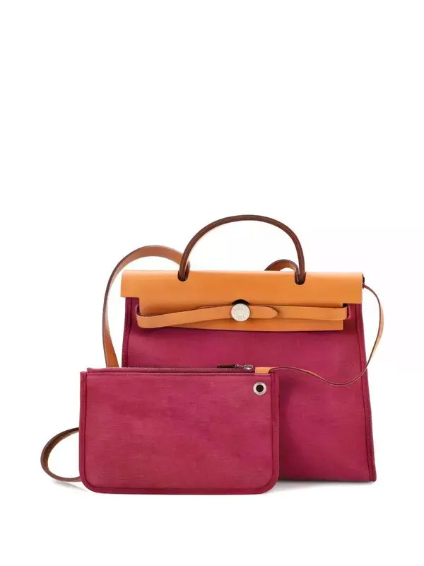 Hermès Herbag Zip Leather And Toile 31 Shoulder Bag - Brown