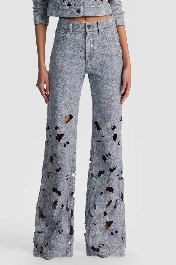 Alice + Olivia Laser-cut Wide Leg Jeans