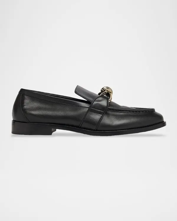 Bottega Veneta Astaire Metallic Knot Napa Loafers - Black/silver