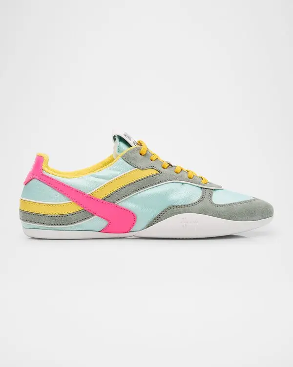 Miu Miu Colorblock Nylon Tech Runner Sneakers - Anice/fuxia