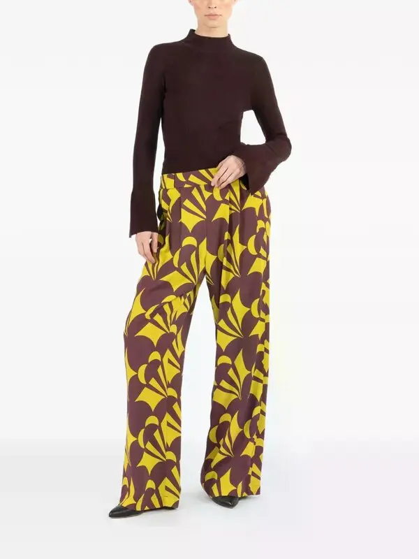 ODEEH Printed Pleated Trousers