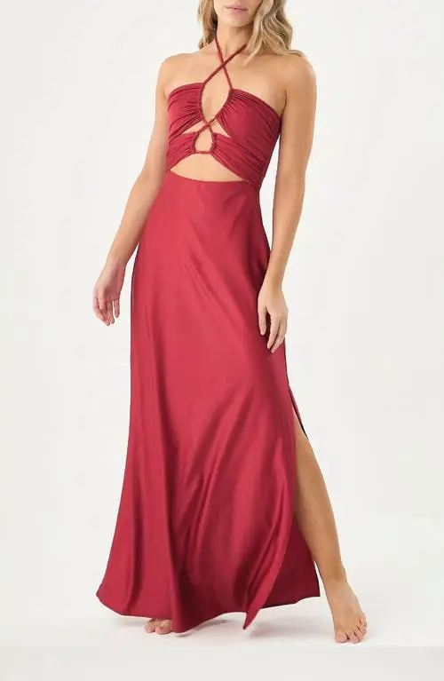 BOAMAR Dasha Halter Cover-up Maxi Dress - Red