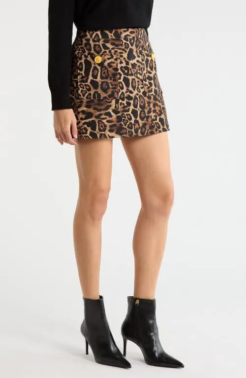 L'Agence Cyra Leopard Print Cotton Miniskirt - Brown Multi Patch Leopard