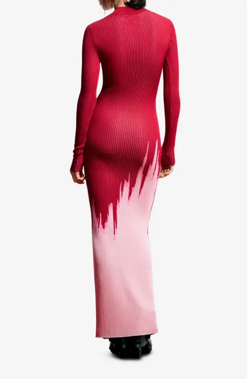 Desigual Mock Neck Maxi Ombré Sweater Dress