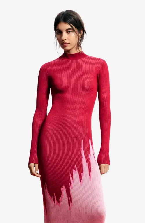 Desigual Mock Neck Maxi Ombré Sweater Dress