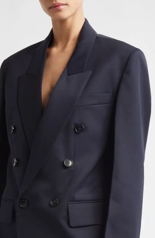 Victoria Beckham Tailored Double Breasted Check Wool Blend Jacket