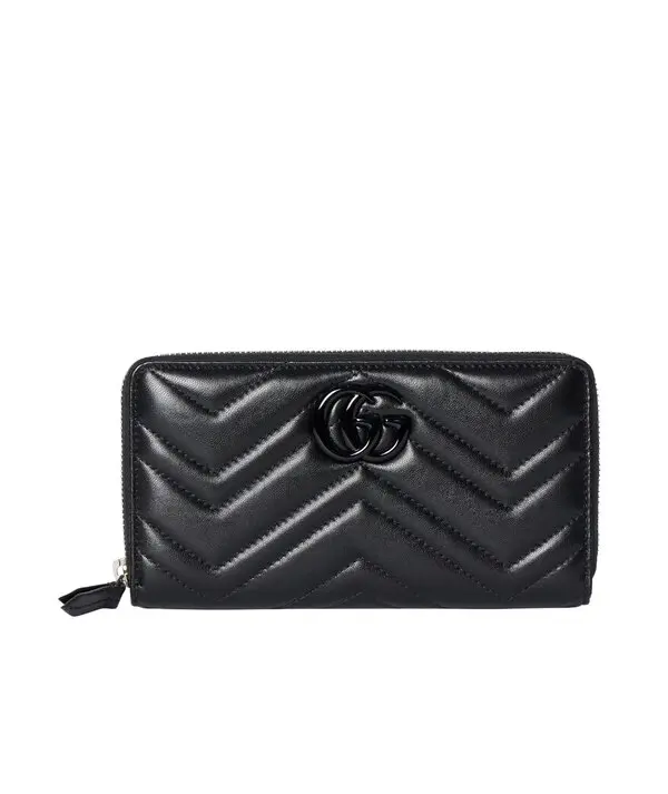 Gucci Gg Marmont Zip Around Wallet Leather - Black