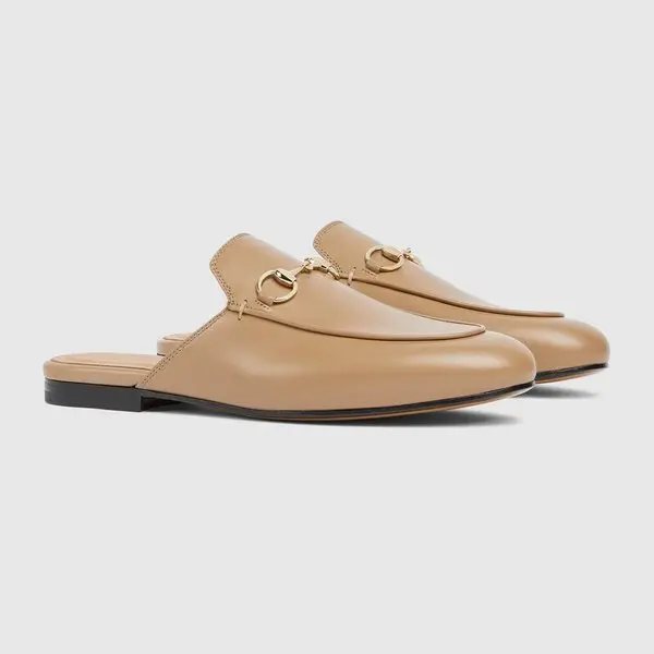 Gucci Princetown Leather Slipper - Beige