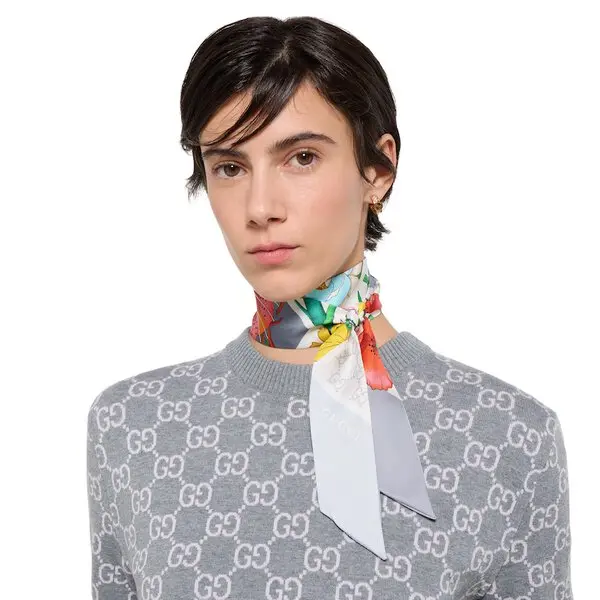 Gucci Printed Silk Twill Ribbon Silk