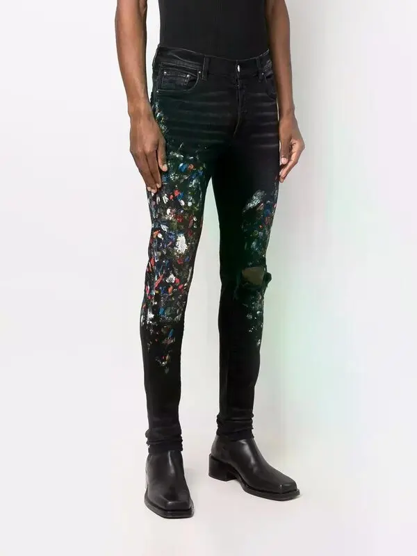 Amiri Paint Splatter Distressed Skinny Jeans