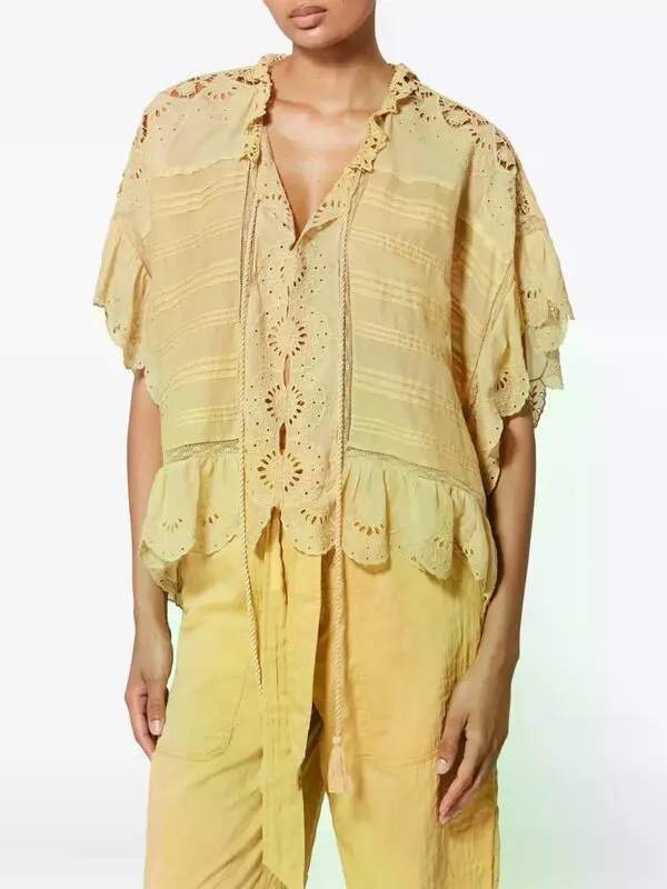 MARANT ETOILE Payton Ruffled Top - Neutrals