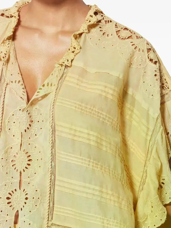 MARANT ETOILE Payton Ruffled Top - Neutrals