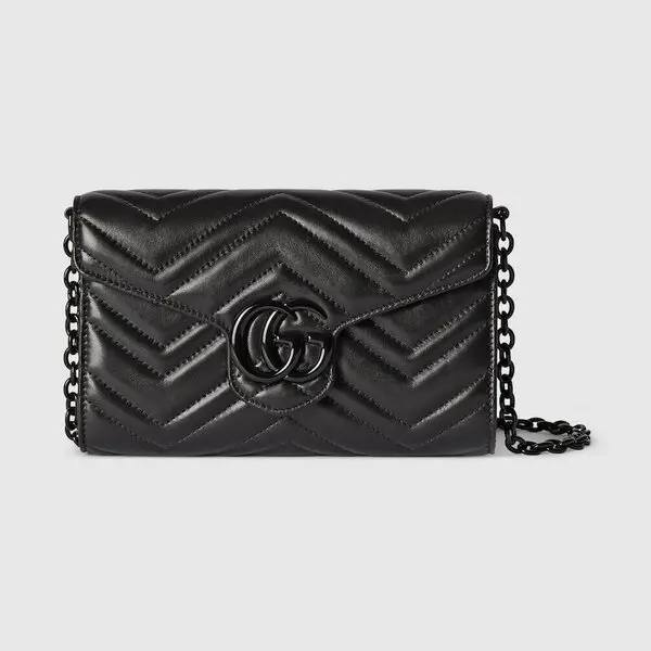 Gucci Gg Marmont Wallet On Chain Leather - Black