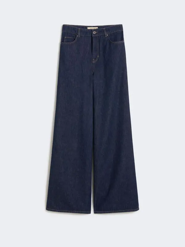 Max Mara Cotton Denim Wide-leg Jeans - Navy