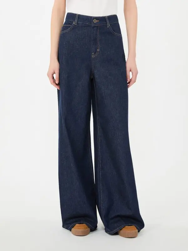 Max Mara Cotton Denim Wide-leg Jeans - Navy