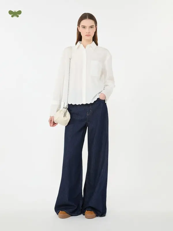 Max Mara Cotton Denim Wide-leg Jeans - Navy